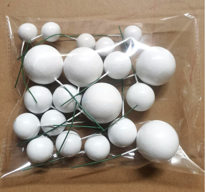Cake Ball Toppers 20pc Mixed Sizes - White